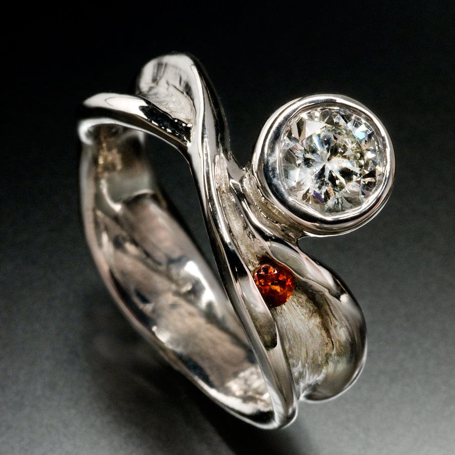 Floating Diamond Engagement and Wedding Ring Set – Rebecca Zemans ...